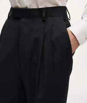 Karl Lagerfeld Double Pleat Virgin Wool Trousers