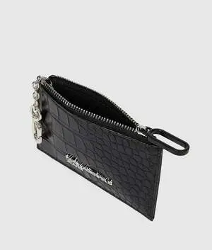 KL JEANS Metal Logo Croco Cardholder - Black