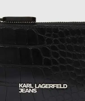 KL JEANS Metal Logo Croco Cardholder - Black