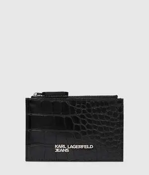 KL JEANS Metal Logo Croco Cardholder - Black