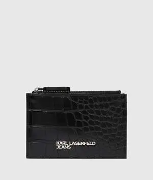 KL JEANS Metal Logo Croco Cardholder - Black