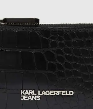 KL JEANS Metal Logo Croco Cardholder - Black