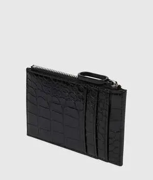 KL JEANS Metal Logo Croco Cardholder - Black