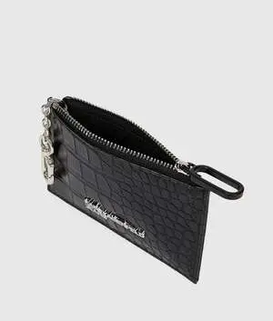 KL JEANS Metal Logo Croco Cardholder - Black