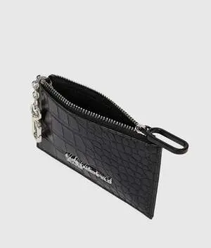 Karl Lagerfeld Metal Logo Croco Cardholder - Black