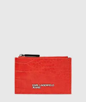 KL JEANS Metal Logo Croco Cardholder High Risk Red
