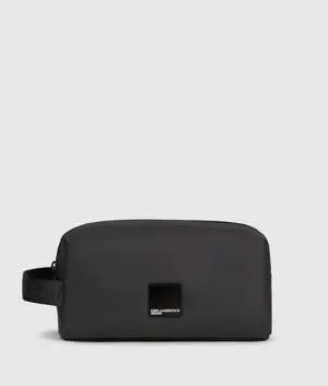 Karl Lagerfeld Venture Washbag In Coated Nylon - Black