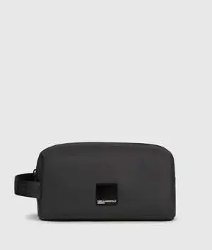 Karl Lagerfeld Venture Washbag In Coated Nylon - Black