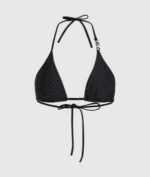 Karl Lagerfeld Rhinestone Triangle Bikini Top - Black