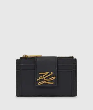 Karl Lagerfeld K/autograph Zip Cardholder - Black/gold