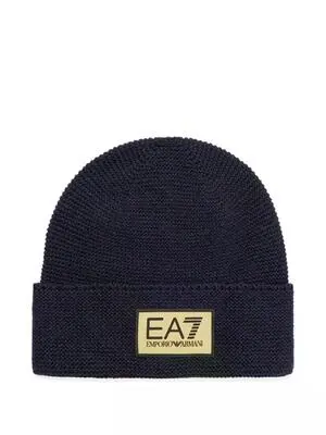 EA7 Logo Patch Beanie - Blue