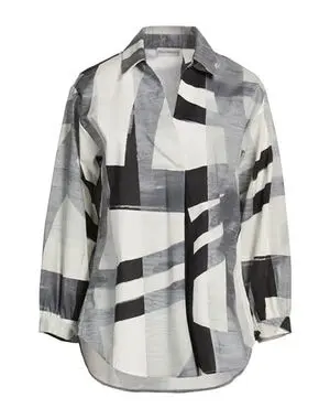 MARIA BELLENTANI Cotton Blend Poplin Shirt - Grey