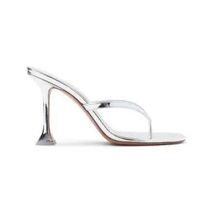 Amina Muaddi Juliette Thong Sandals In Metallic - Silver