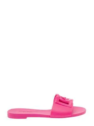 DOLCE & GABBANA Dolce & Gabbana Women Fuchsia Flats With Cut-Out Band And Dg Logo In Soft Rubber Woman
