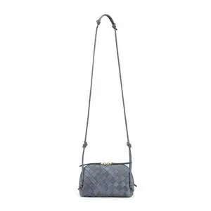 Bottega Veneta Suede Intrecciato Concert Pouch - Blue
