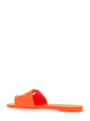 Dolce & Gabbana Rubber Slip-on Sandals With Logo Detail - Orange