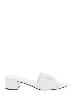 Dolce & Gabbana Leather Dg Millennials Mules With Low Heel - White