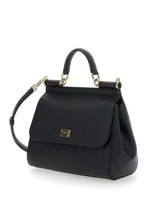 Dolce & Gabbana Sicily" Grained Leather Handbag With Logo Plate