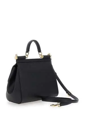 Dolce & Gabbana Sicily" Grained Leather Handbag With Logo Plate