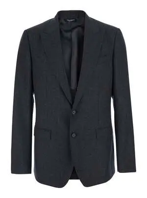 Dolce & Gabbana Grey Wool Blend Single-breasted Notched Lapel Jacket - Multicolor