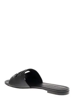 Dolce & Gabbana Leather Cut-out Detail Slip-on Sandals - Black