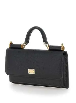 Dolce & Gabbana Grained Leather Crossbody Bag With Logo Plate - Multicolor