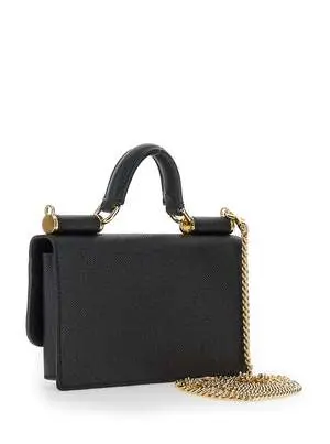 Dolce & Gabbana Grained Leather Crossbody Bag With Logo Plate