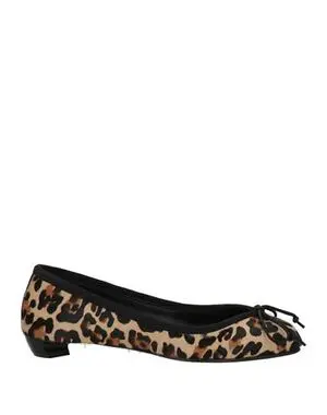 Alexander McQueen Leopard Print Calf Hair Ballet Flats - Sand