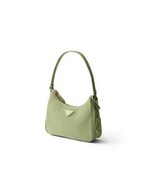 Prada Re-edition 2005 Mini Bag In Nubuck And Saffiano Leather - Agave