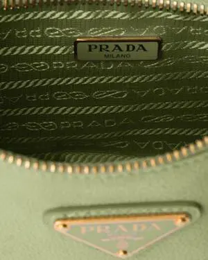 Prada Re-edition 2005 Mini Bag In Nubuck And Saffiano Leather - Agave
