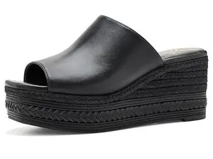 Vince Camuto Lierna Espadrille Wedge Platform Sandals Wedge Shoes Tortilla - Black