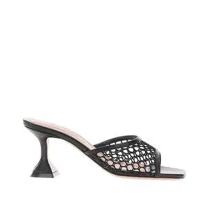 Amina Muaddi Lupita Net Mules - Black