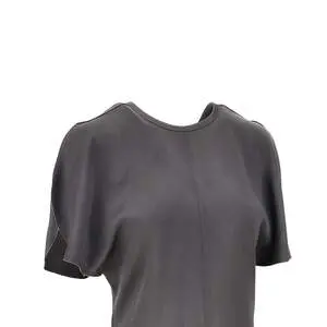 Victoria Beckham Bela Crepe Back Satin Top With Cap Sleeves - Grey
