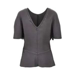 Victoria Beckham Bela Crepe Back Satin Top With Cap Sleeves - Grey