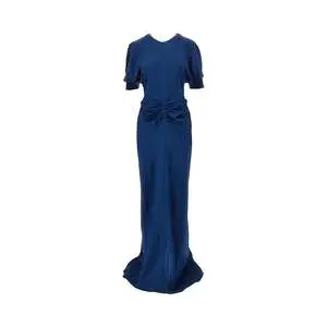 Victoria Beckham Isabella Crepe Back Satin Long Dress - Blue