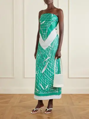 Altuzarra Linnie Printed Silk Maxi Skirt - Green