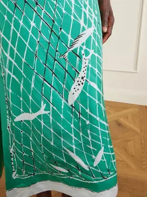 Altuzarra Linnie Printed Silk Maxi Skirt - Green