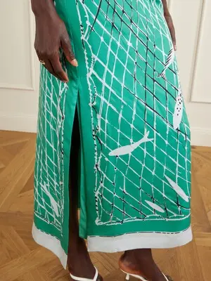 Altuzarra Linnie Printed Silk Maxi Skirt - Green