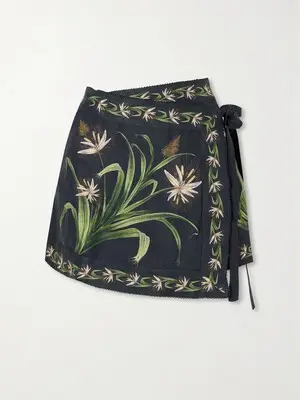 Agua Bendita Luna Azucar Floral-print Self-tie Linen Pareo - Blue