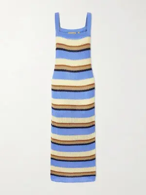 Guest In Residence Palazzo Striped Ribbed Midi Dress - Blue
