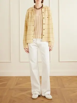 Guest In Residence Dylan Checked Knitted Cashmere And Linen-blend Shirt