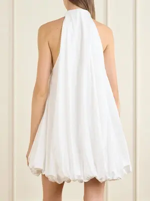 Alaïa Halterneck Cotton-poplin Balloon Mini Dress - White
