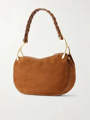 Alexander McQueen Wishbone Suede Shoulder Bag - Brown