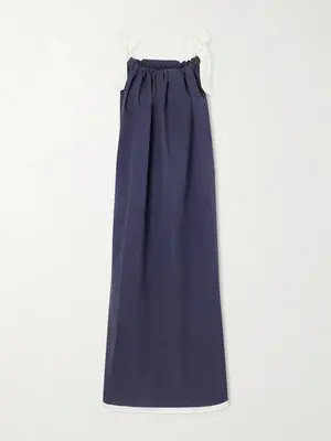 LES VACANCES D’IRINA Two-tone Cotton-poplin Maxi Dress