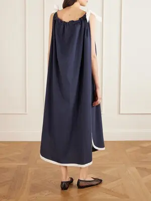 LES VACANCES D’IRINA Two-tone Cotton-poplin Maxi Dress