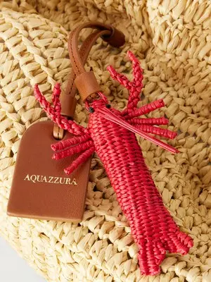 AQUAZZURA Raffia Clutch With Leather Trim