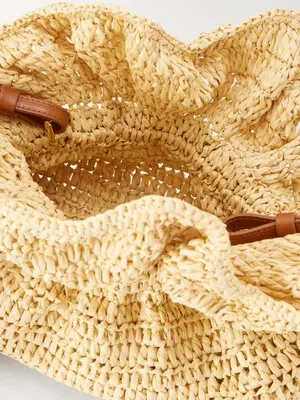 AQUAZZURA Raffia Clutch With Leather Trim