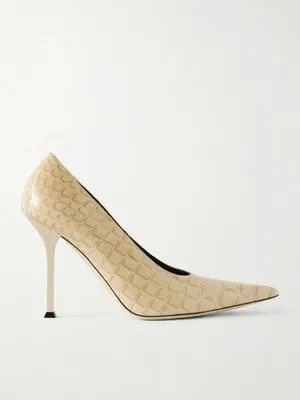 CHRISTEN Helix 95 Croc Effect Leather Pumps