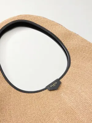 Alaïa Leather-trimmed Paper Straw Shoulder Bag