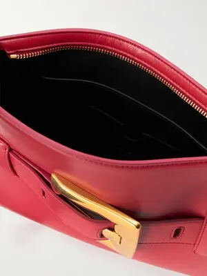 Balmain Anthem Buckled Leather Clutch - Red